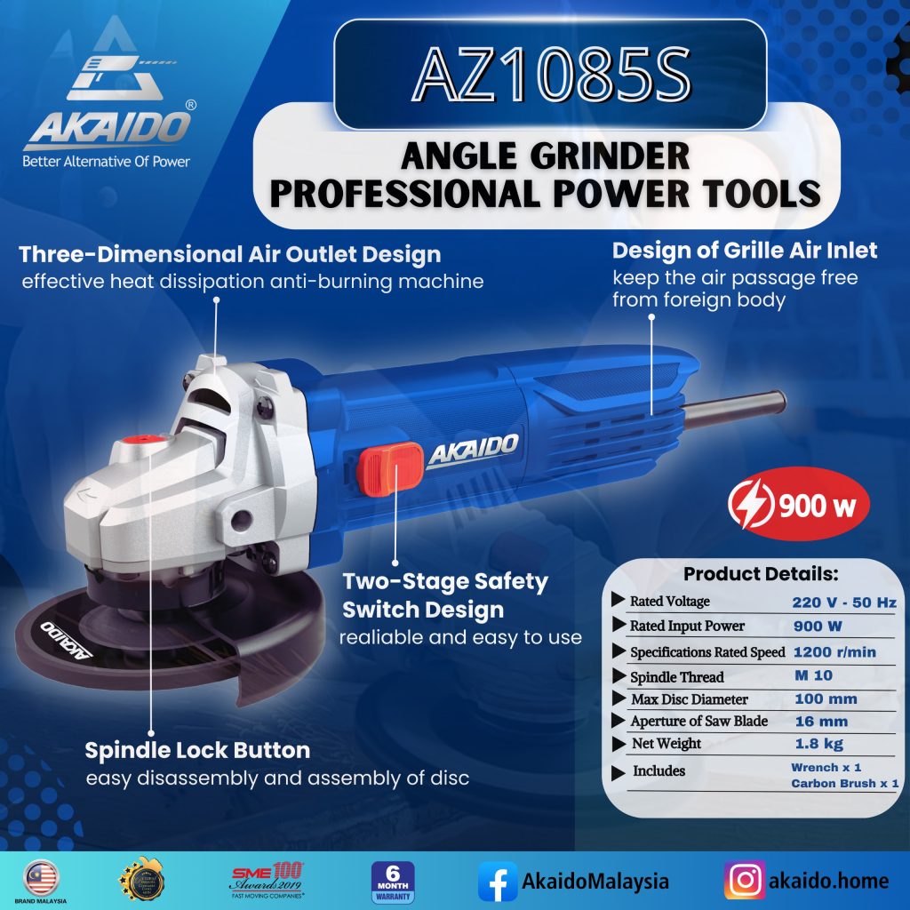 AKAIDO 4″ ANGLE GRINDER (900W) AZ1085S – AKAIDO